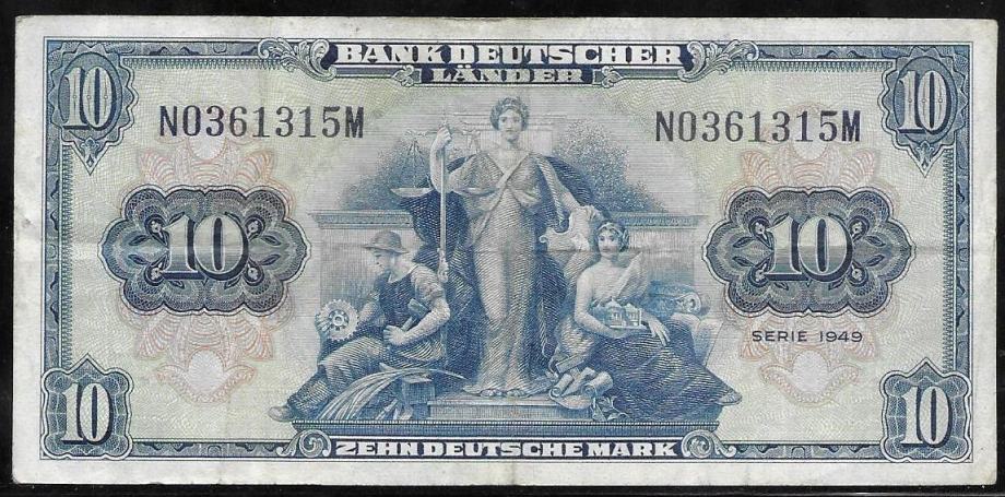 NEMČIJA 10 MARK iz leta 1949 VF