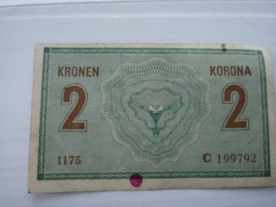 ÖSTEREICH ZWEI KRONEN 1914 s štampiljko