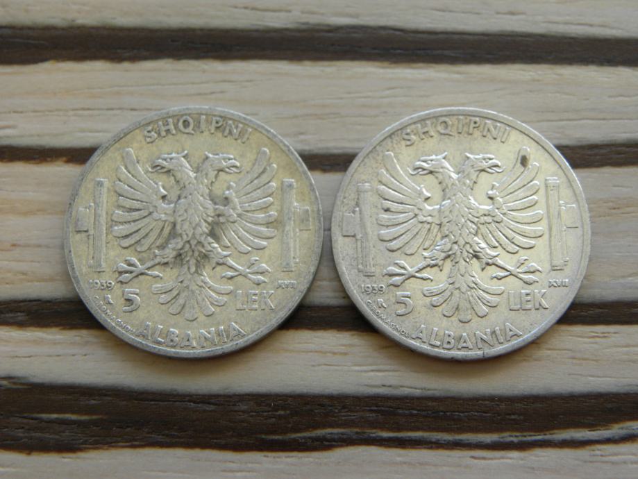 Albanija 5 lek 1939 - desni