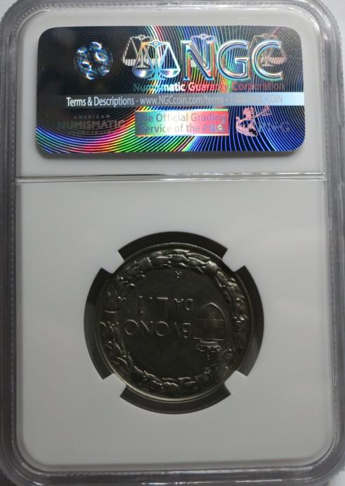 Italija Buono 1 Lira 1923 UNC NGC MS 62 Nikelj Rim Kralj Vittorio