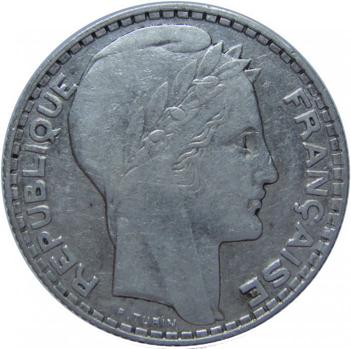 LaZooRo: Francija 10 Francs 1930 XF - Srebro