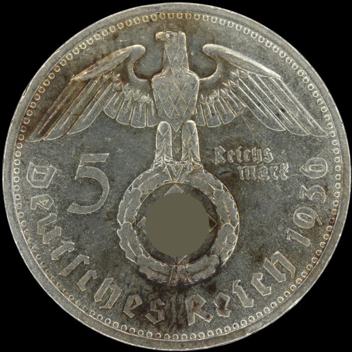 LaZooRo: Nemčija 5 Mark 1936 F XF / UNC - srebro