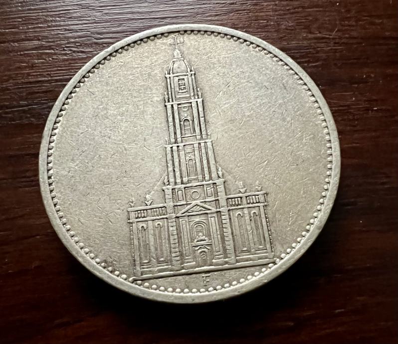 1934 F SREBRNIK Nemčija nacizem 5 Reichsmark 3. Reich nazi (otaku)