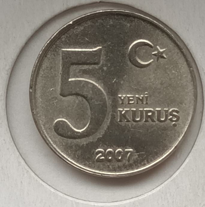 TURKEY 5 YENI KURUS 2007