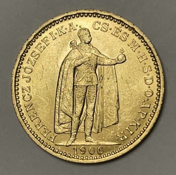 Zlatnik 20 Korona 1906. – FERENCZ JOZSEF I-K-A-CS-ES M-H-S-D-O-AP-KIR