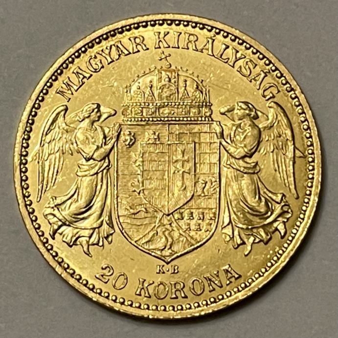 Zlatnik 20 Korona 1909. – FERENCZ JOZSEF I-K-A-CS-ES M-H-S-D-O-AP-KI