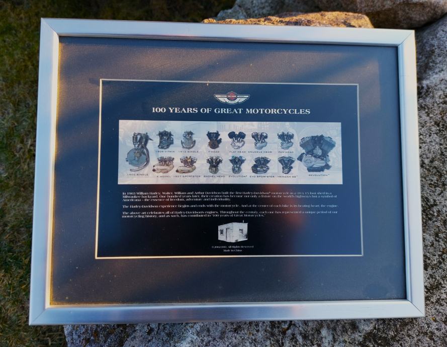 Uokvirjena obojestranska slika HARLEY-DAVIDSON 1903-2003 100-letnica