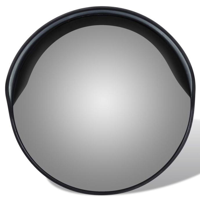 Zunanje črno konveksno prometno ogledalo PC plastika 30 cm