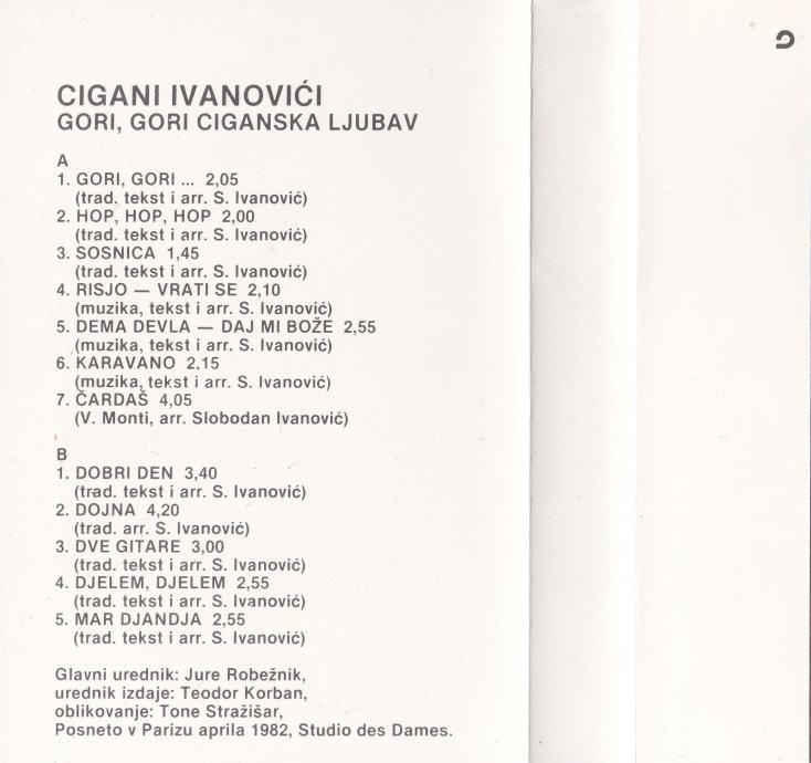kaseta CIGANI IVANOVIĆI Gori, gori ciganska ljubav (MC 357)