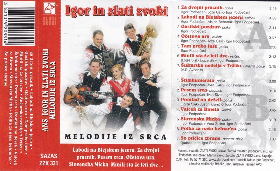 kaseta Igor in Zlati zvoki - Melodije iz srca