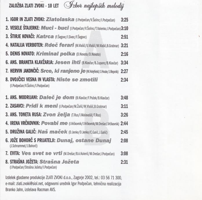 kaseta Kompilacija - 10 let Izbor najlepših melodij