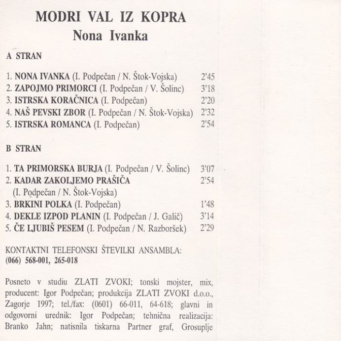 kaseta Modri val iz Kopra - Nona Ivanka