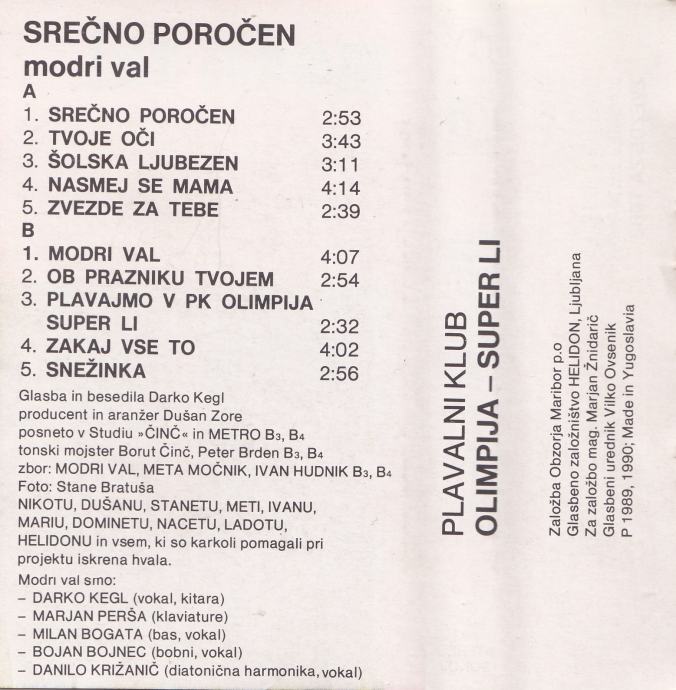 kaseta MODRI VAL Srečno poročen (MC 854)