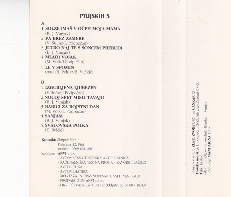 kaseta Ptujskih 5 - Slovenska polka