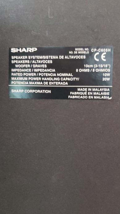 Sharp CD-C605 Radio Kasetofon, CD predvajalnik, Ojačevalec, Zvočnik