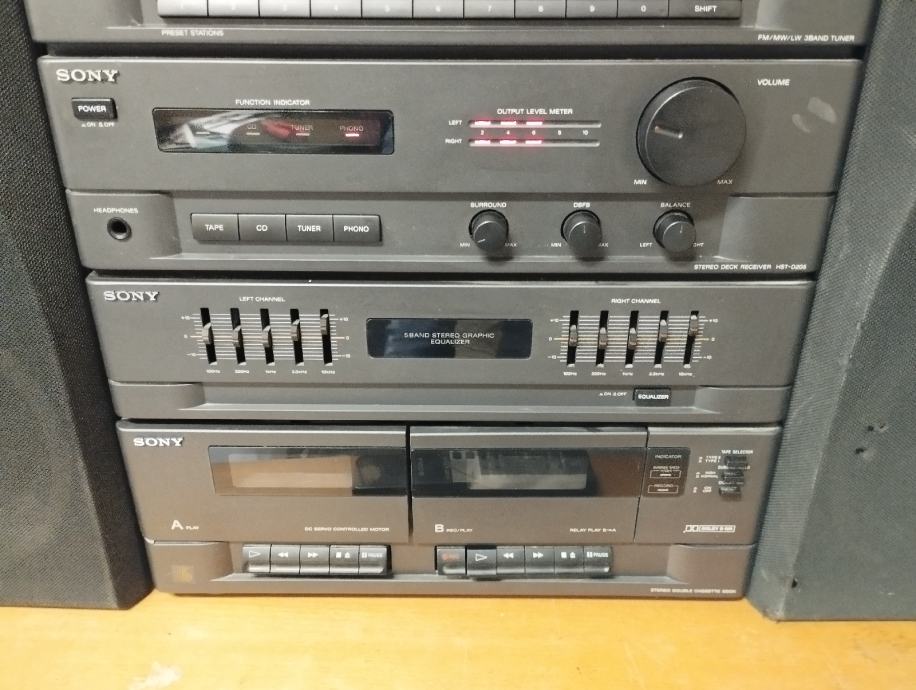 SONY LBT-D205, glasbeni stolp, gramofon, kasetnik, cd