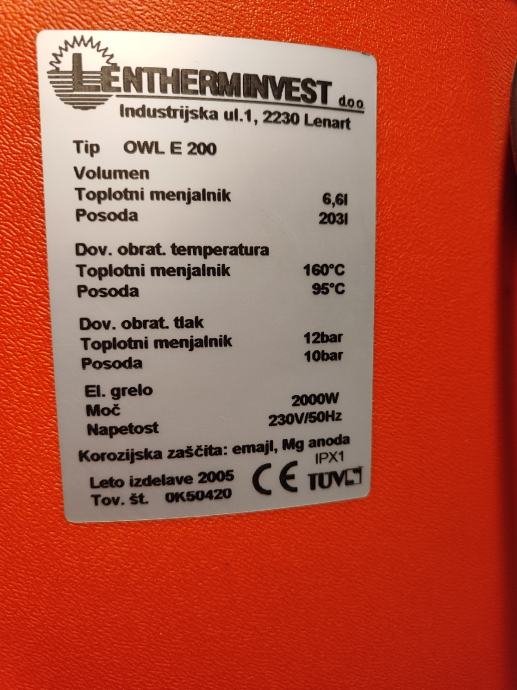 Bojler Lentherm OWL E 200