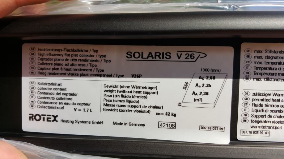 PRODAM 4 sončne kolektorje Rotex Solaris V26P + nosilci + krmilna enot