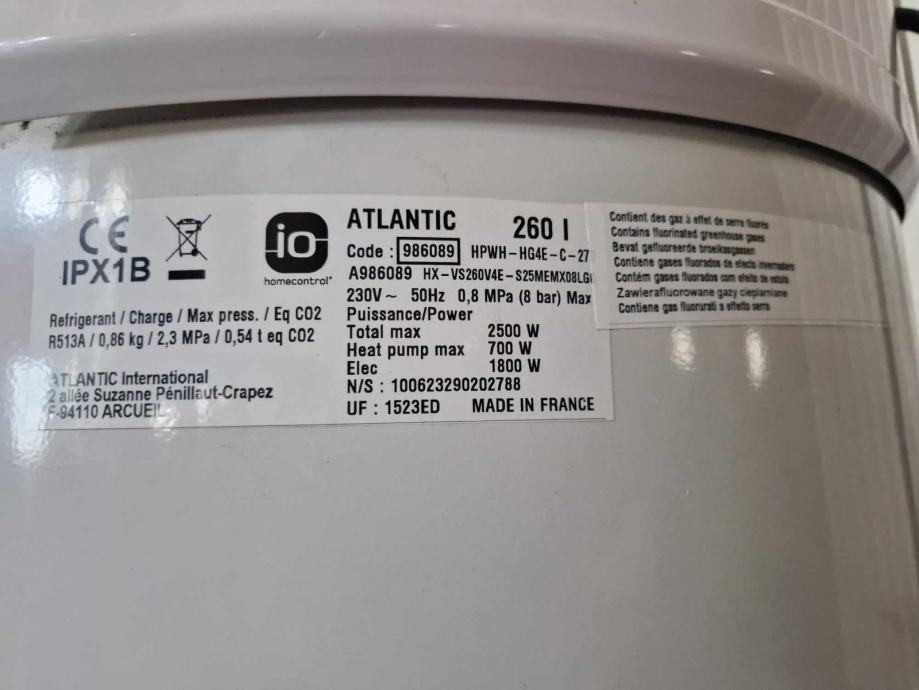 Sanitarna toplotna črpalka Atlantic Explorer 270 L