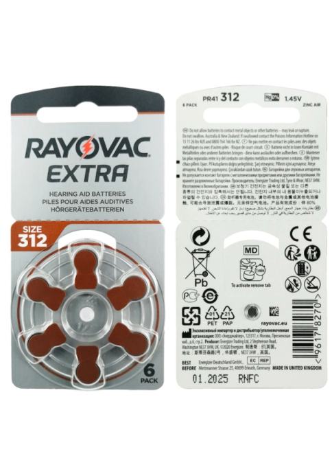 NOVE Baterije za slušni aparat - Rayovac 312