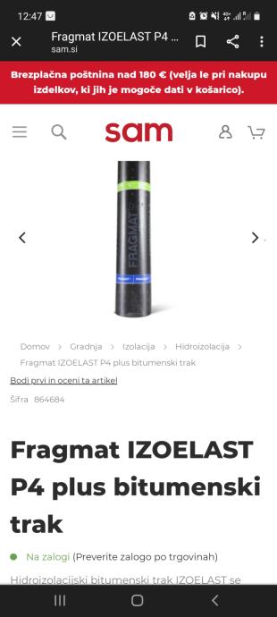 Fragmat Izoelast P4 plus bitumenski trak