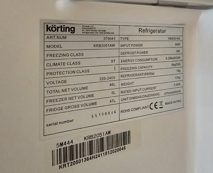 Hladilnik Korting (Gorenje) 47 litrov