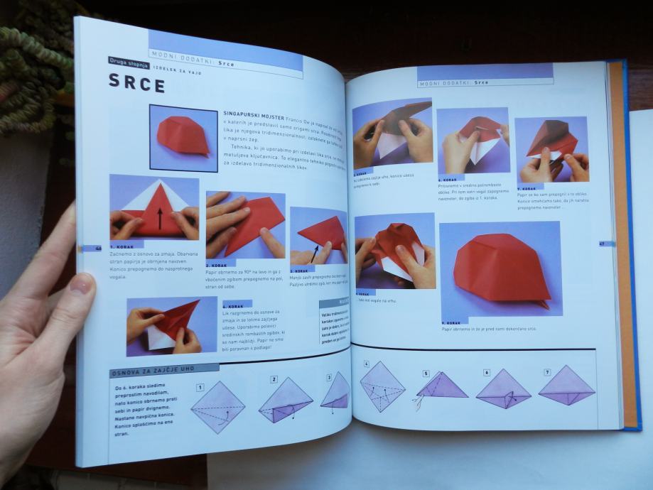 Knjiga Origami za začetnike, vključen papir za zgibanje