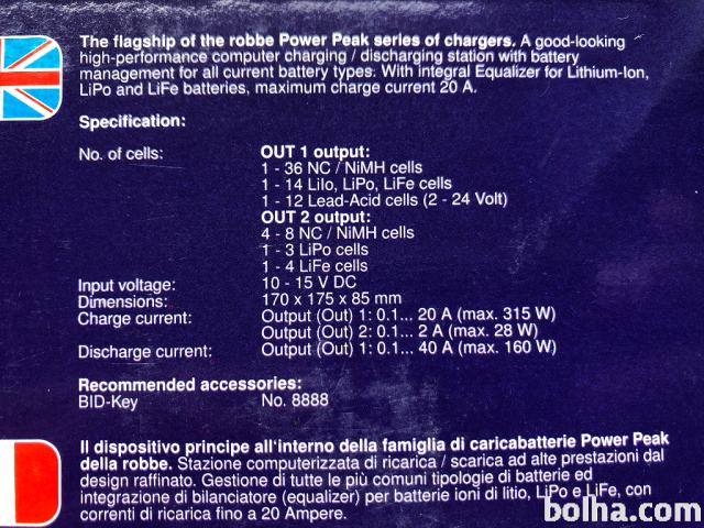 Polnilec LiPo/NiMh/NiCd/Pb Robbe Power Peak E1