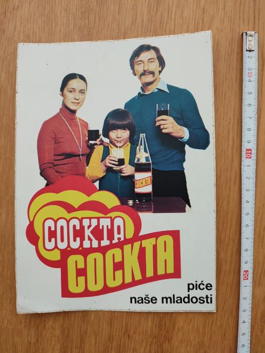 Retro nalepka Cockta sticker kokta cocta 23x16cm original Jugoslavija