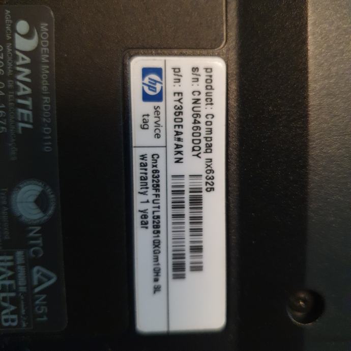 Prenosnik HP nx6325, Amd Turion 64 X2 1.6 GHz, 2GB, 128GB SSD
