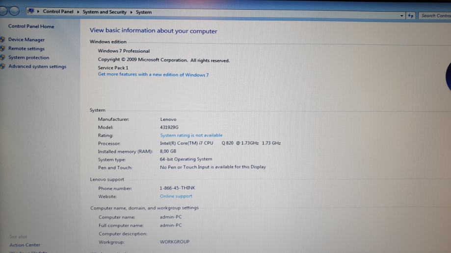 Lenovo Thinkpad W510 - 15 - i7 Q820 1.73GHz - 8GB ram - Nvidia Quadro