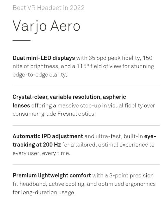 Varjo Aero VR ocala in 2x Vive Pro Steam VR base station 2.0