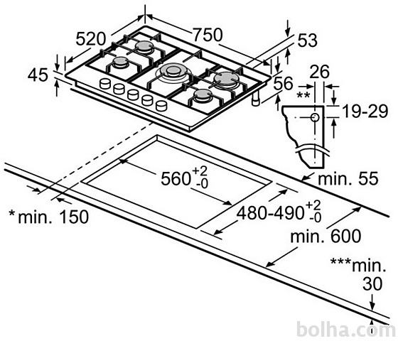 BOSCH HBA573BS1 in PCR7A5M90 vgradna pečica s pirolizo in plinska...