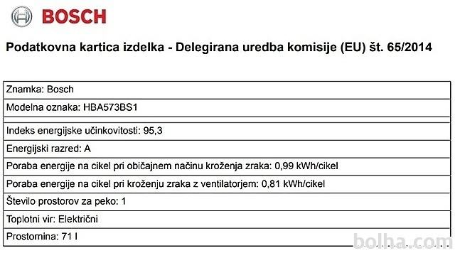 BOSCH HBA573BS1 in PCR7A5M90 vgradna pečica s pirolizo in plinska...