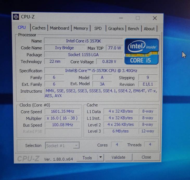 Intel Core i5 3570K LGA1155, 8GB DDR3 in GigaByte Z77M-D3H