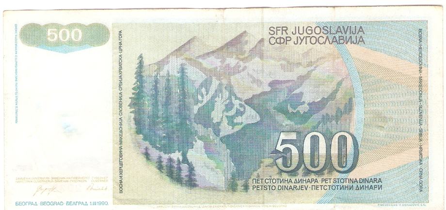 BANKOVEC 500 dinarjev 1990 Jugoslavija