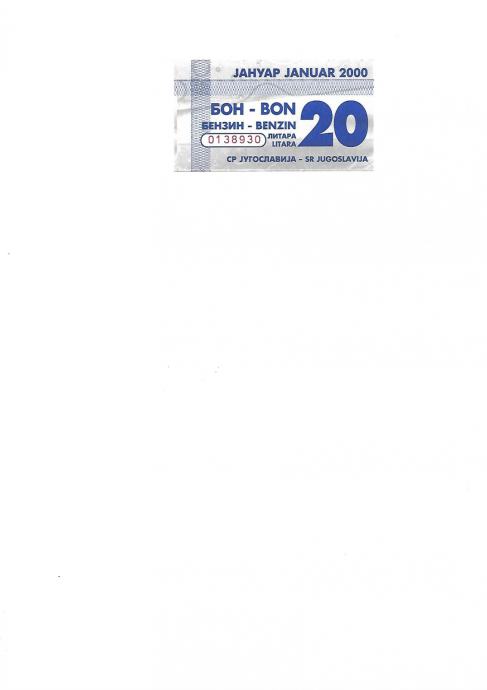 Bon za gorivo 20 lit.benzin 2000