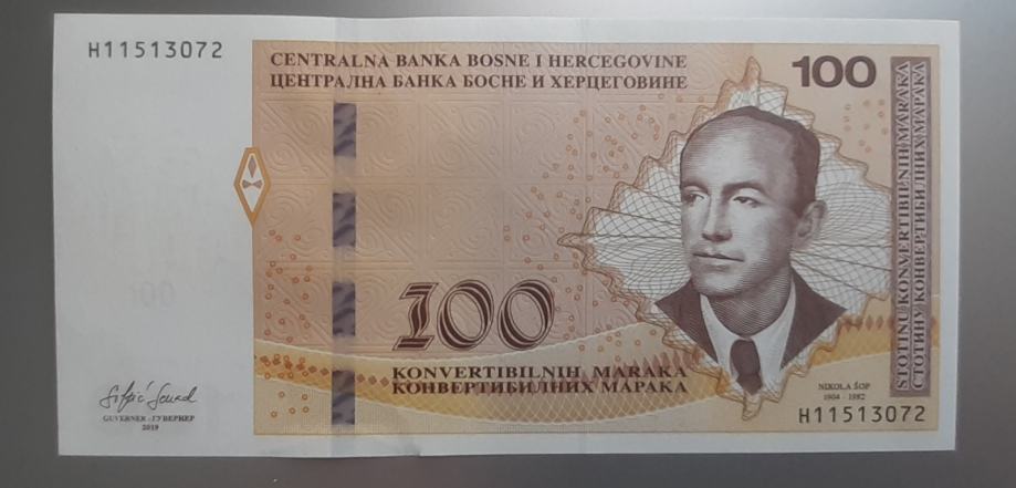 BOSNA 100 Konvertibilnih Maraka 2019 UNC P86c serija H