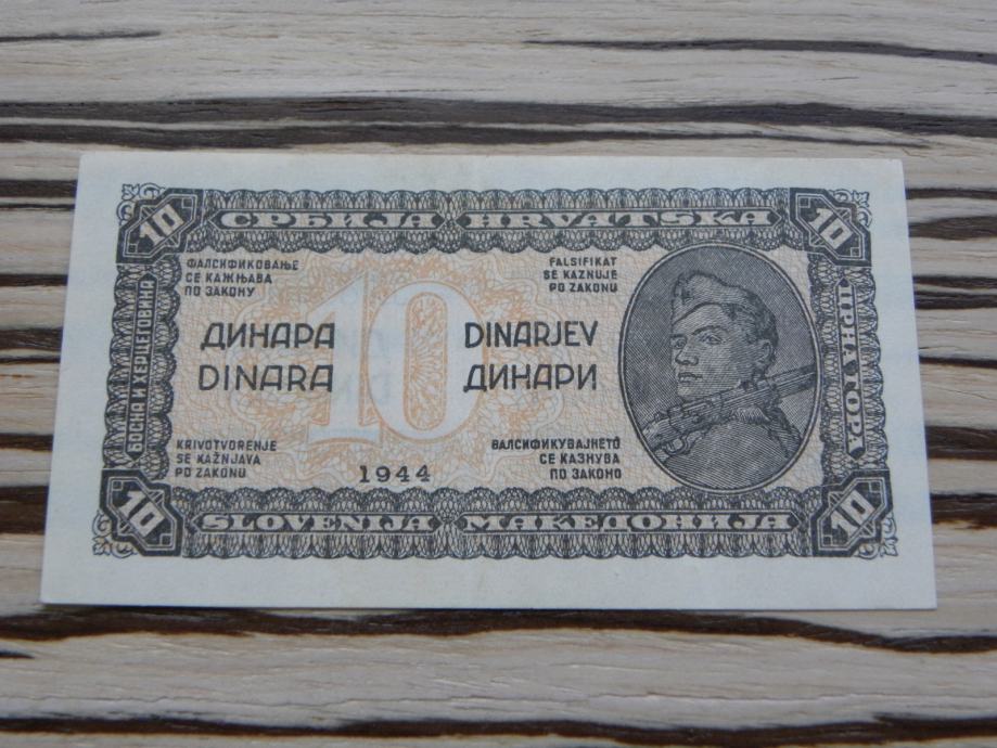 Jugoslavija 10 dinarjev 1944 z nitko - XF++/aUNC