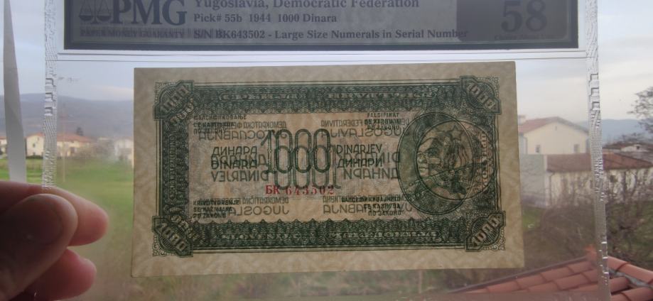 Jugoslavija 1000 dinarjev 1944, aUNC