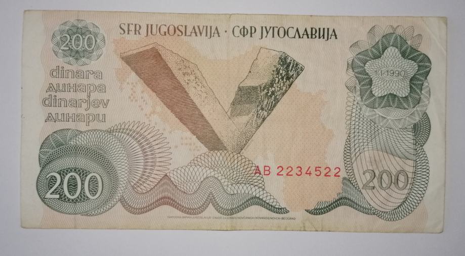 JUGOSLAVIJA 200 DINARA 1990