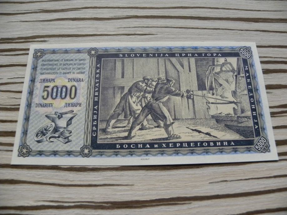 Jugoslavija - informbiro 5000 dinara 1950 ladja - UNC - original!