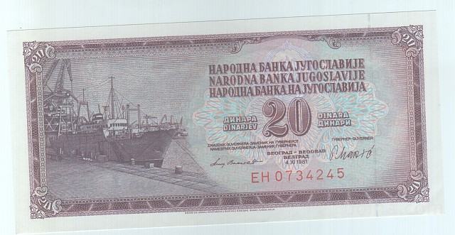 SFR Jugoslavija 20 DIN 1981 F