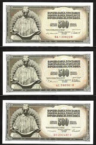 SFRJ, 500 DIN, 500 dinara, 1978, 1981, 1986, UNC