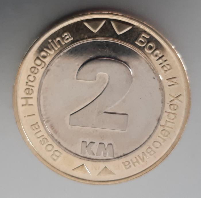 BOSNA 2 konvertibilne marke 2022 bimetalni kovanec golob ptica