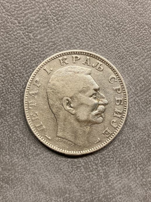 Srebrnik 2 dinara 1915 kralj Peter I.