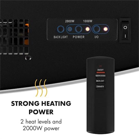 Klarstein Lausanne Vertical, Električni kamin, 2000 W, daljinski uprav