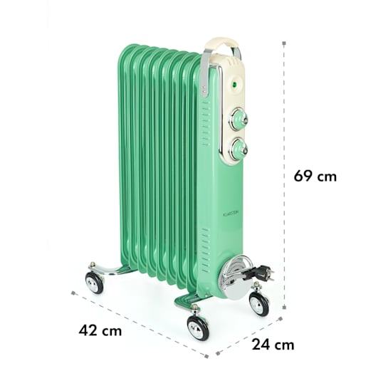 Klarstein Thermaxx Retroheat, radiator na olje, 2000 W, kolesca