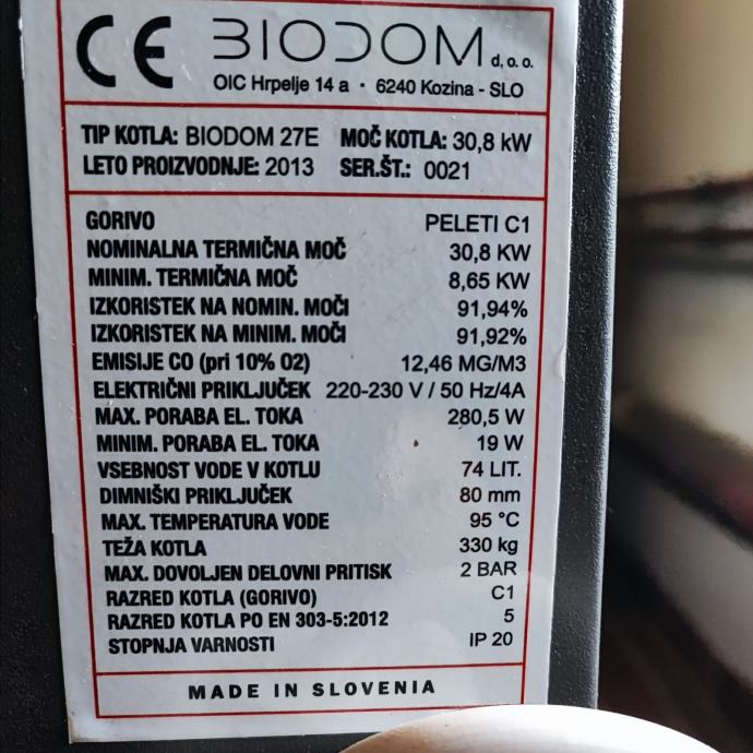 Peč na pelete - Biodom 27 E