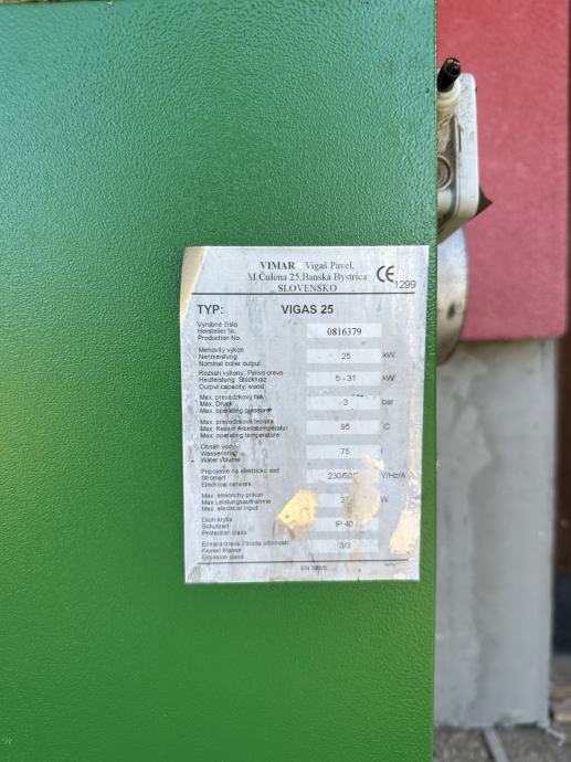 PEČ VIGAS-VIMAR 25 KW + 1000 l zalogovnik
